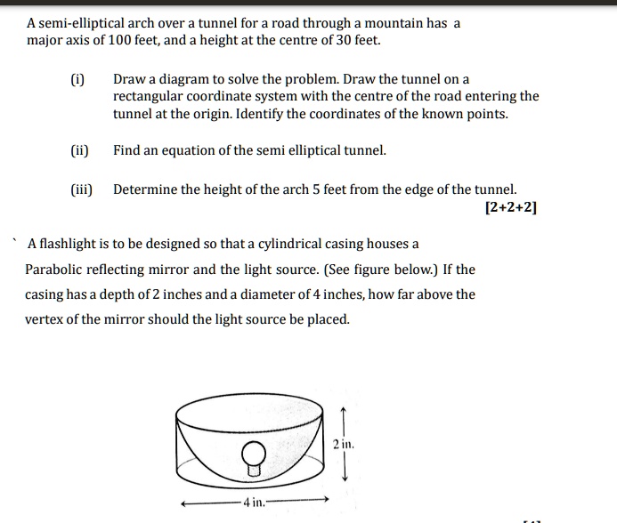 A semi-elliptical arch over a tunnel for a road through a mountain has ...