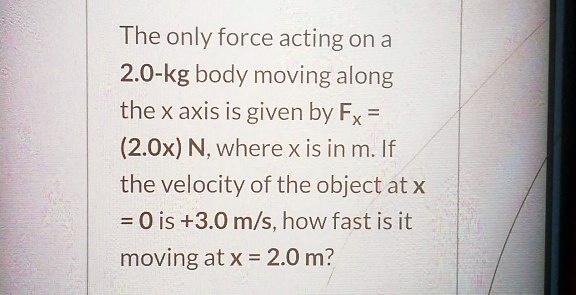 The Only Force Acting On A 20 Kg Body Moving Along The X Axis Is Given