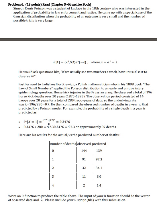 SOLVED: Problem (13 points) Read [Chapter 3 Kruschke Bool] Simeon Denis Poisson was a student of ...