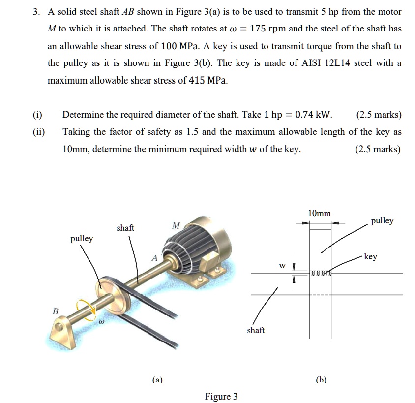 a solid steel shaft ab shown in figure 3a is to be used to transmit 5 ...