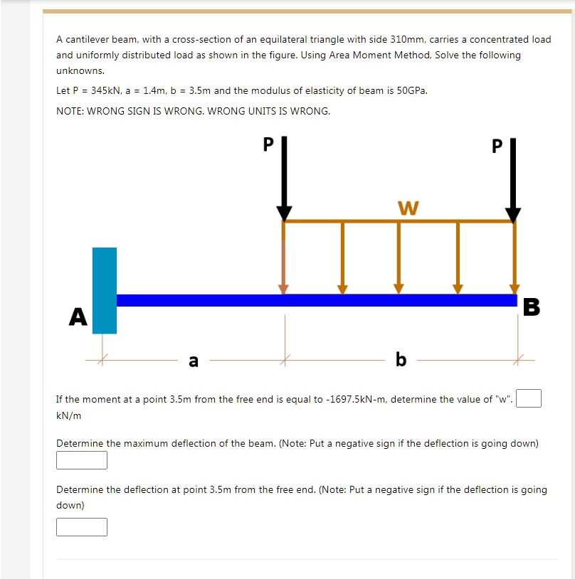 cantilever beam with cross section of an equilateral triangle with side 310mm carries ...