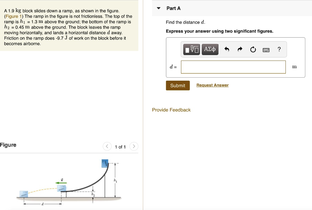 a 19 kg block slides down ramp as shown in the figure figure the ramp in the figure is not ...