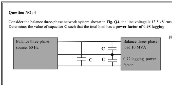 SOLVED: Question NO:4 Consider the balance three-phase network system shown in Fig.Q4,the line ...