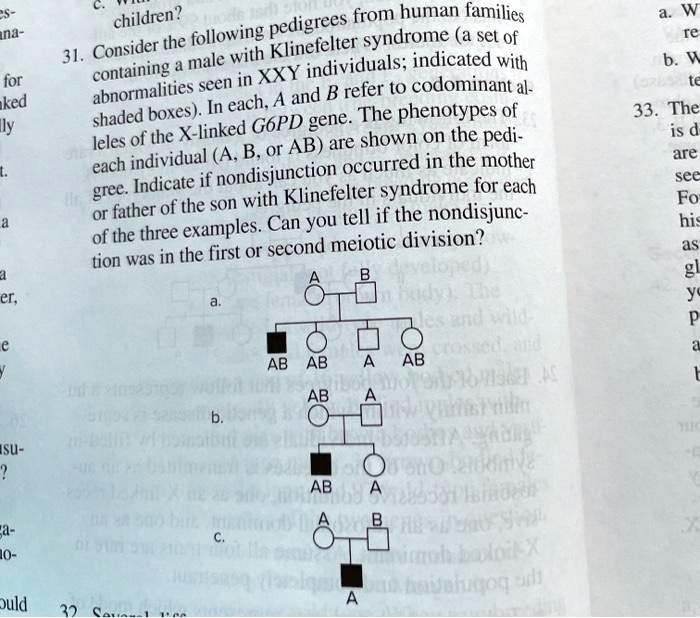 children pedigrees from human families ina consider the following ...