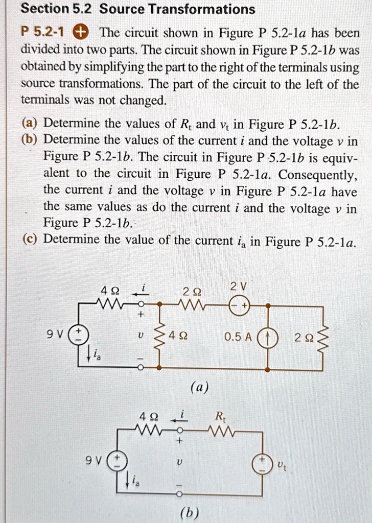 [GET ANSWER] section 52 source transformations p 52 1 the circuit shown in figure p 52 1a has ...