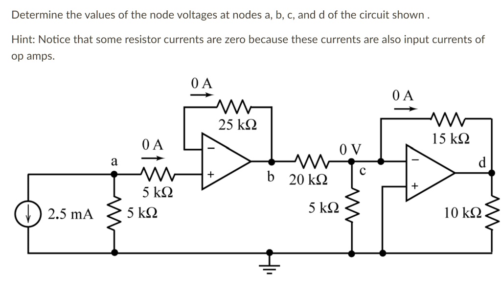 determine the values of the node voltages at nodes a b c and d of the ...