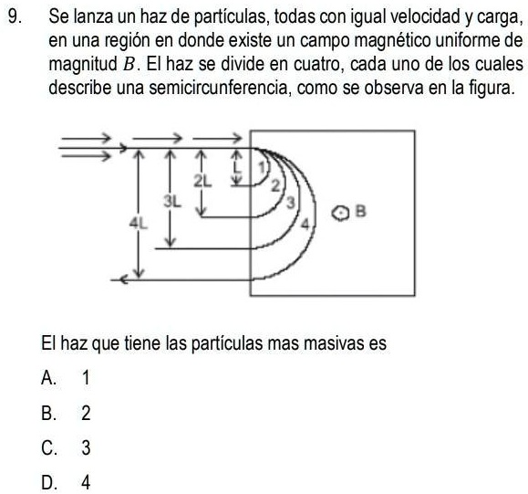 se lanza un haz de particulas todas con igual velocidad y carga en una ...