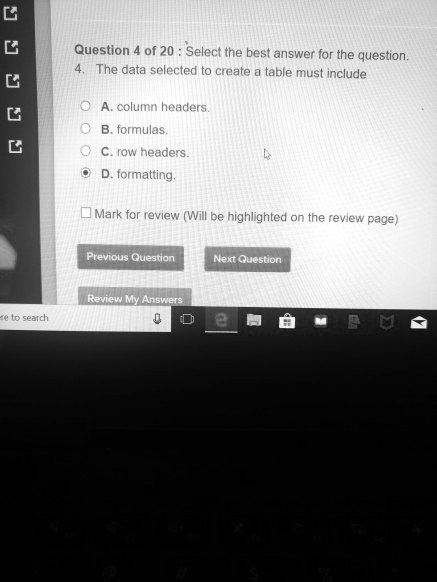 SOLVED: This is excel computer applications. Question 4 of 20:Select ... SOLVED: This is excel computer applications. Question 4 of 20:Select ...