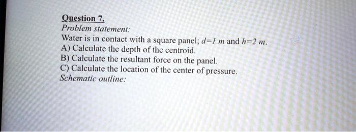 Question 7: Problem Statement: Water is in contact with a square panel ...