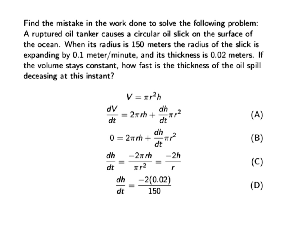 find the mistake in the work done to solve the following problem a ...