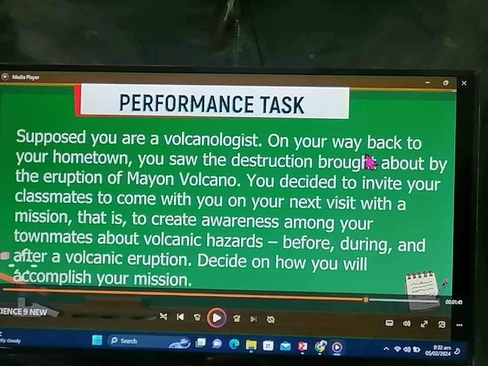 SOLVED: PERFORMANCE TASK Supposed you are a volcanologist. On your way ...