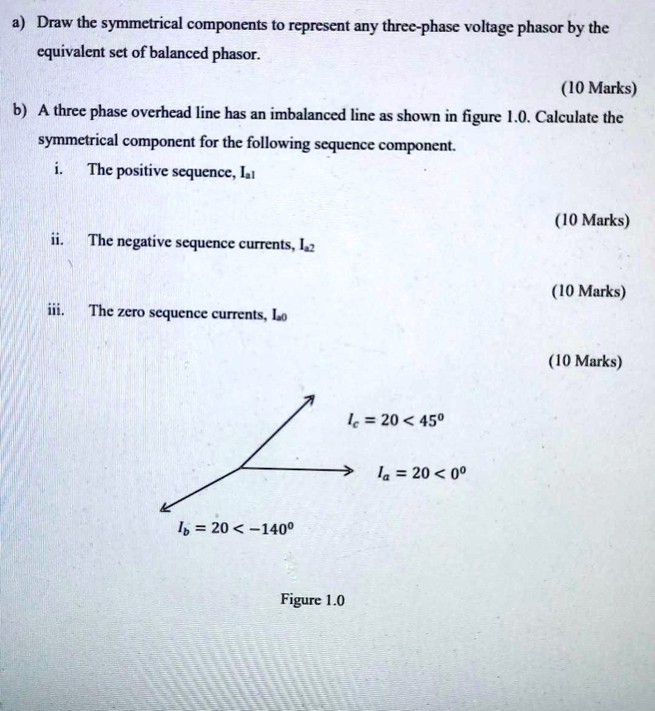 SOLVED: a) Draw the symmetrical components to represent any three-phase voltage phasor by the ...