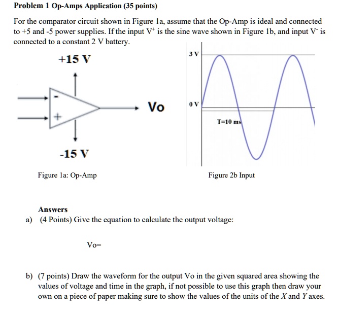 SOLVED: Problem 1 Op-Amps Application (35 points) For the comparator circuit shown in Figure la ...