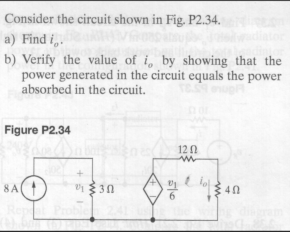 consider the circuit shown in fig p234 a find io b verify the value of io by showing that the ...