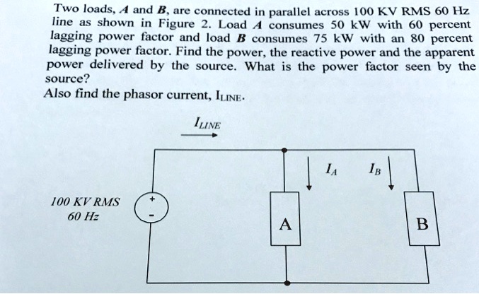 SOLVED: The line, as shown in Figure 2, Load A consumes 50 kW with a 60 ...
