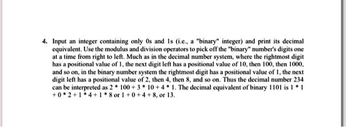 Input An Integer Containing Only 0s And 1s Ie A Binary Integer And Print Its Decimal 2159