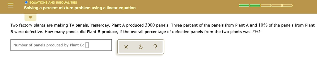 SOLVED: EQUATIONS AND INEQUALITIES: Solving percent mixture problems ...