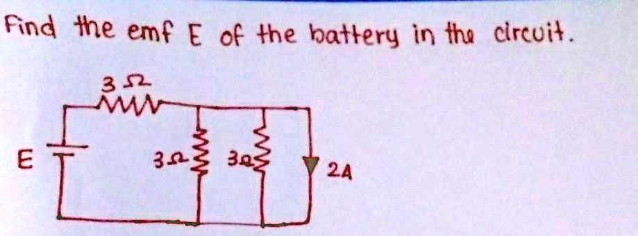 SOLVED: 'Find the emf E of the battery in the circuit'
