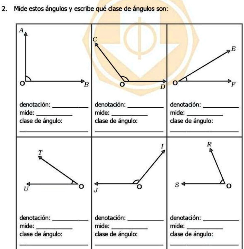 SOLVED: Ayuda ayuda ayuda ayuda 2 Mide estos ángulos Y escribe qué dase ...