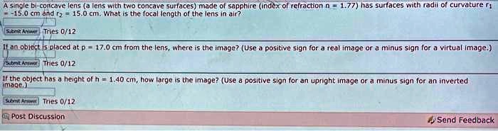 SOLVED: Texts: A single bi-concave lens (a lens with two concave ...