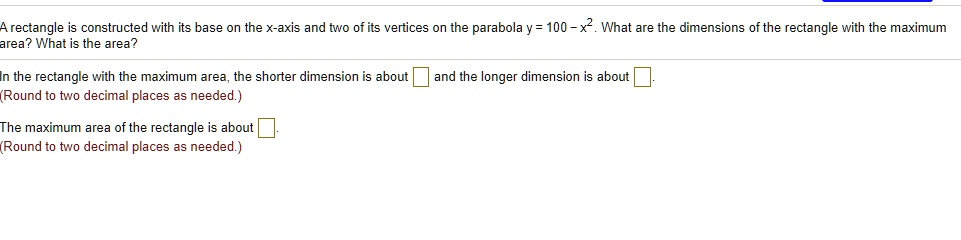 SOLVED: rectangle constructed with its base on the X-axis and two of its vertices on the ...