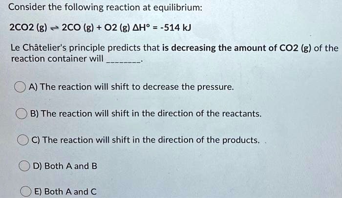 SOLVED: Consider the following reaction at equilibrium: 2C02 (g) 2CO (g ...