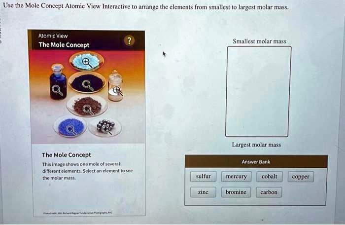 SOLVED: Texts: Use the Mole Concept Atomic View Interactive to arrange ...