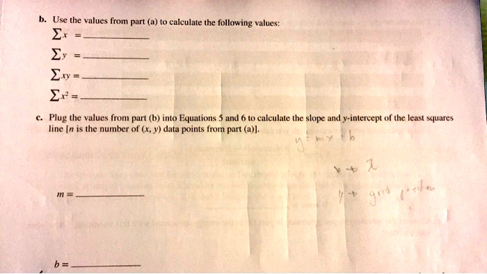 use the values from part a to caleulate the following values et ey ls ...