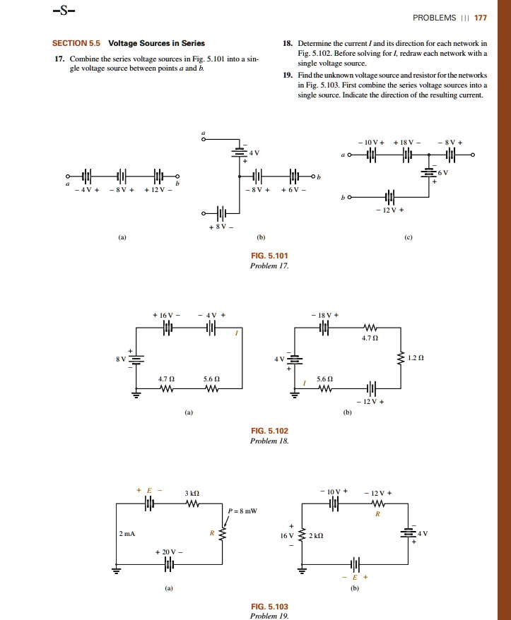 17. Combine the series voltage sources in Fig. 5.101 into a single voltage source between points ...