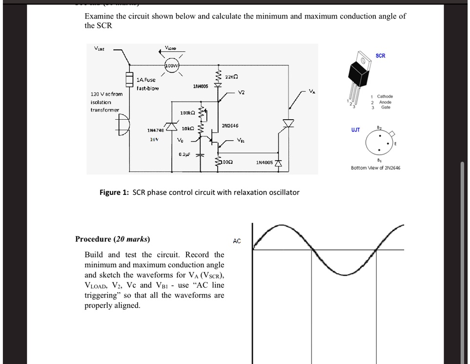 SOLVED: Examine the circuit shown below and calculate the minimum and maximum conduction angle ...