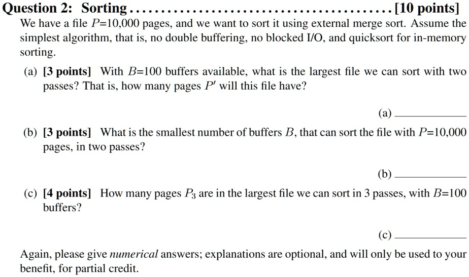 SOLVED: Question 2: Sorting