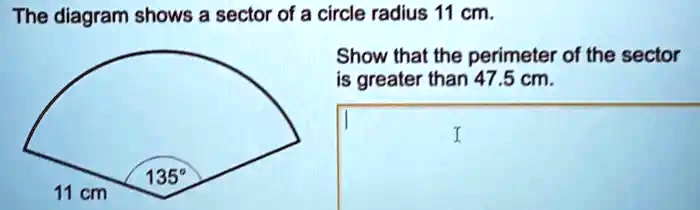 SOLVED: The diagram shows a sector of a circle radius 11 cm: Show (hat ...