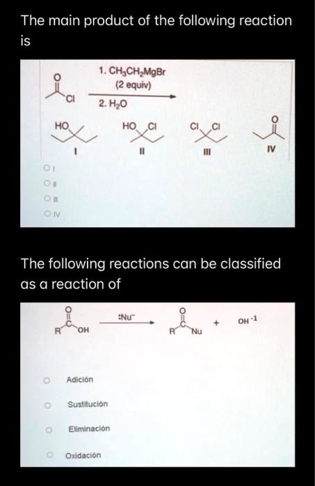 SOLVED: The main product of the following reaction is CH,CH MgBr (2 ...