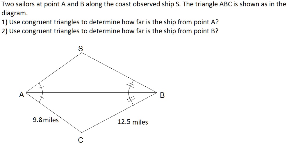 two sailors at point a and b along the coast observed ship s the ...