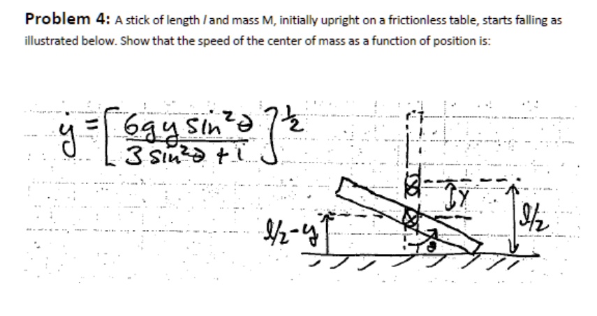 problem 4 a stick of length and mass m initially upright on a ...
