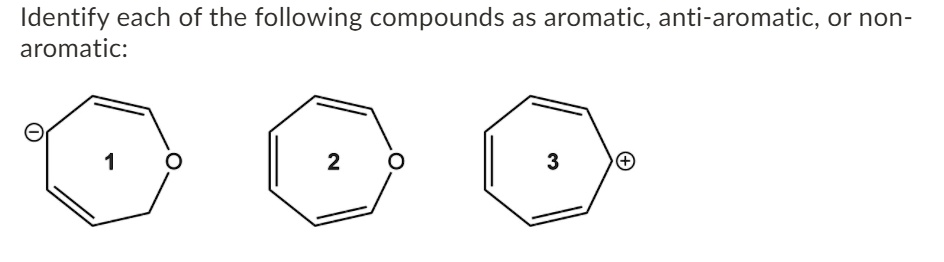 SOLVED: Identify each of the following compounds as aromatic; anti ...