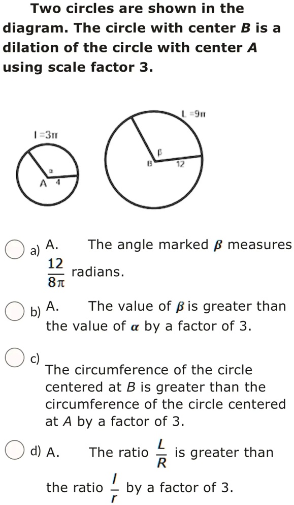 Two circles are shown in the diagram. The circle with center B is a ...