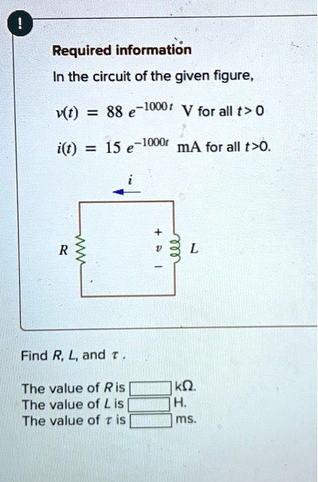 SOLVED: In the circuit of the given figure, find RL and the value of R. The value of L is KQ. H. ms.