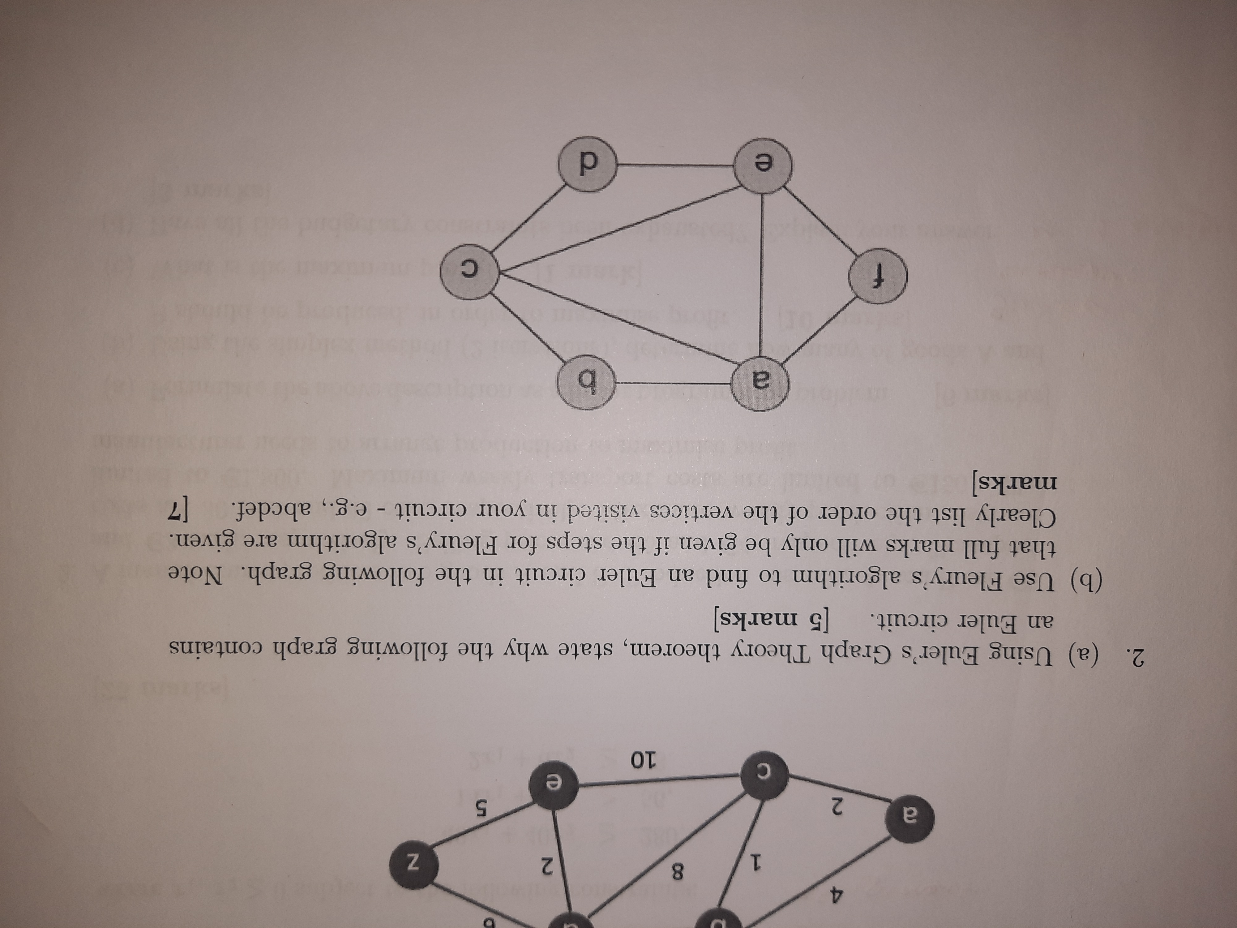 SOLVED: 2. (a) Using Euler's Graph Theory theorem, state why the following graph contains an ...