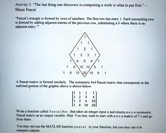 SOLVED: Activity 2: The last thing one discovers in composing a work is ...