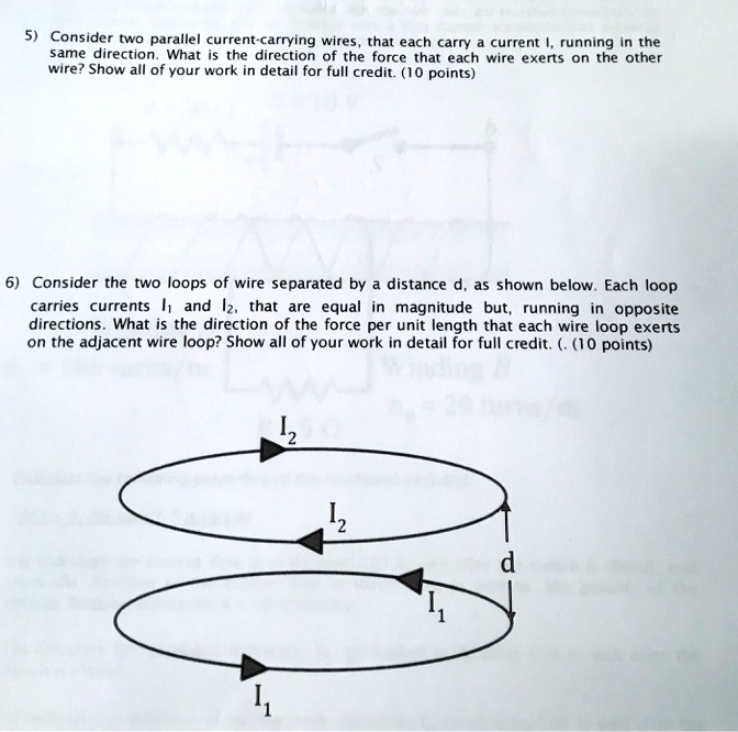SOLVED: Consider two parallel current-carrying wires [hat each carry current running in the same ...