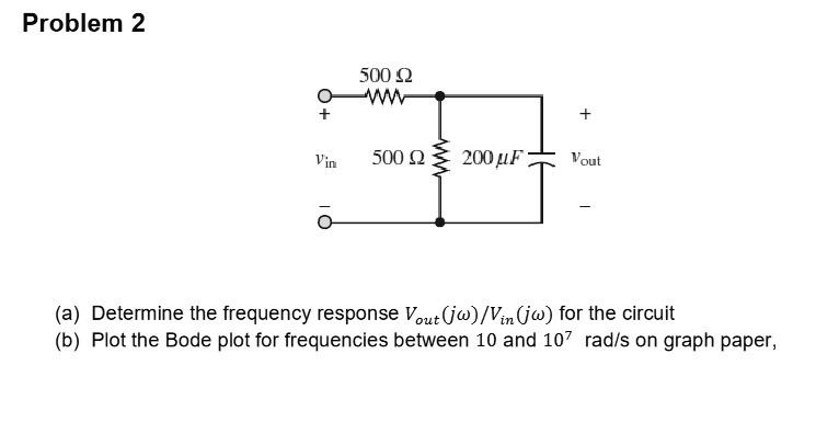 SOLVED: Problem 2 50092 + Vin 500 200F Vout 0 (a) Determine the ...