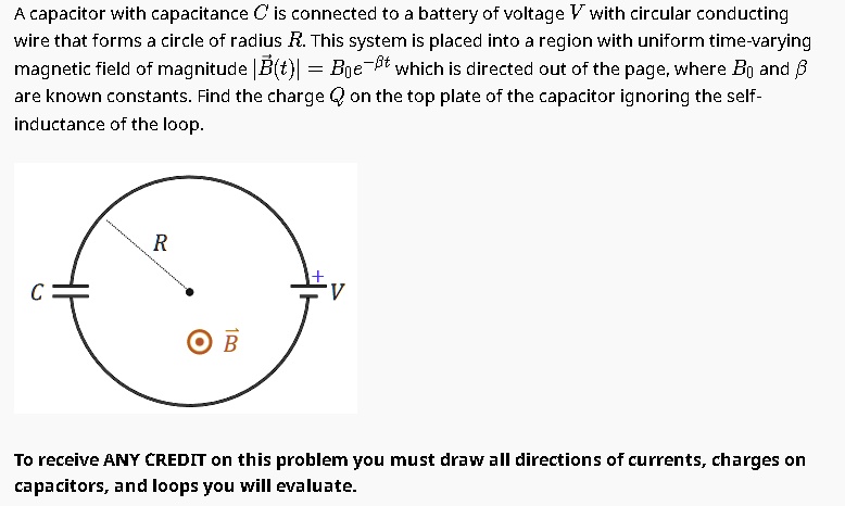 SOLVED: A capacitor with capacitance C is connected to a battery of ...