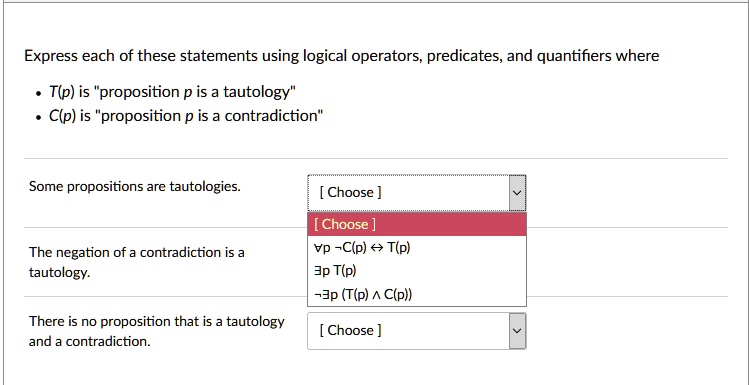 express each of these statements using logical operators predicates and ...