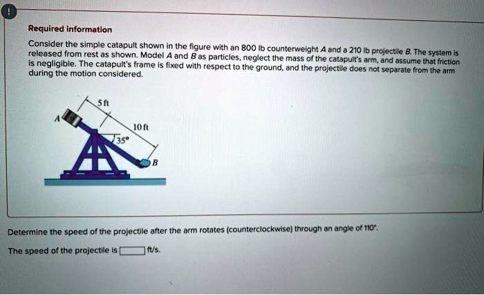 Required information Consider the simple catapult shown in the figure ...