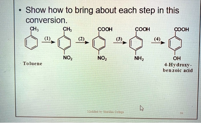 Show how to bring about each step in this conversion. CH3 CH3 COOH COOH ...