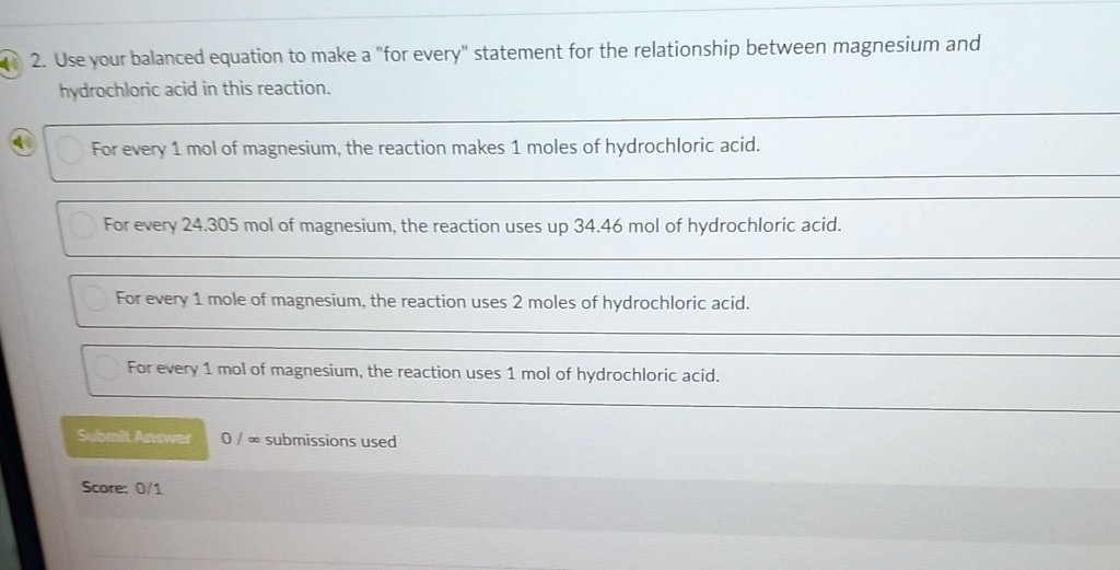 2 use your balanced equation to make a for every statement for the ...