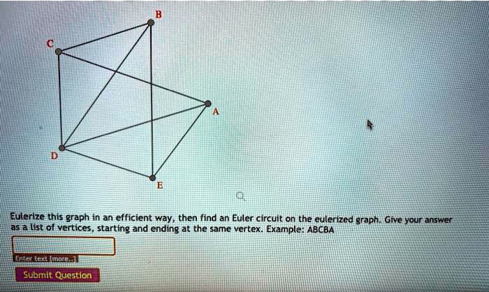 Solved Eulertize This Graph In An Efficient Way Then Find An Euler Circuit On The Eulerized
