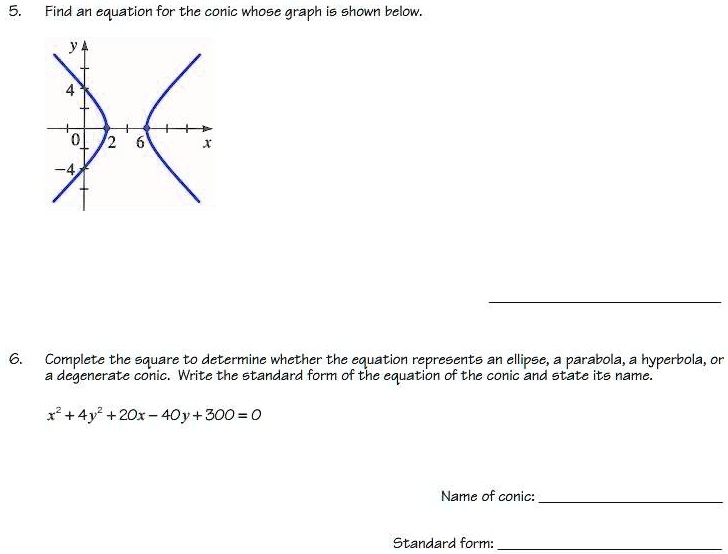 SOLVED: Find an equation for the conic whose graph is shown below ...