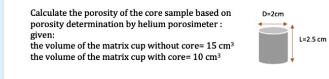 Calculate the porosity of the core sample based on porosity ...